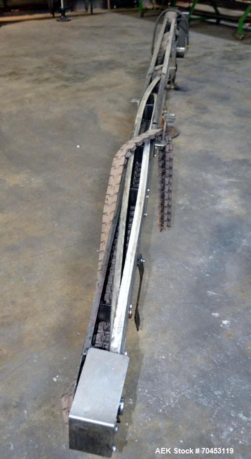 Used Table Top Belt Conveyor. Approximately 3" wide x 180" long belt.