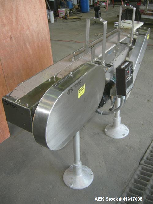 Used Dual Lane Plastic Belt Table Top Conveyor. (1) Belt 3'' wide x 5