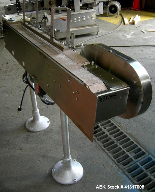 Used Dual Lane Plastic Belt Table Top Conveyor. (1) Belt 3'' wide x 5