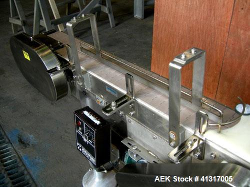 Used Dual Lane Plastic Belt Table Top Conveyor. (1) Belt 3'' wide x 5