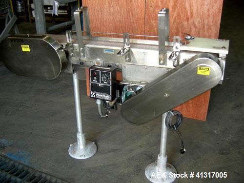 Used Dual Lane Plastic Belt Table Top Conveyor. (1) Belt 3'' wide x 5