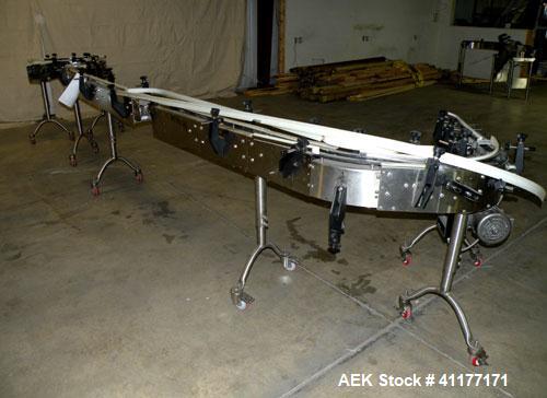 Used Garvey 9600 Series Tabletop Conveyor. 3 1/4" wide belt. Unit sta