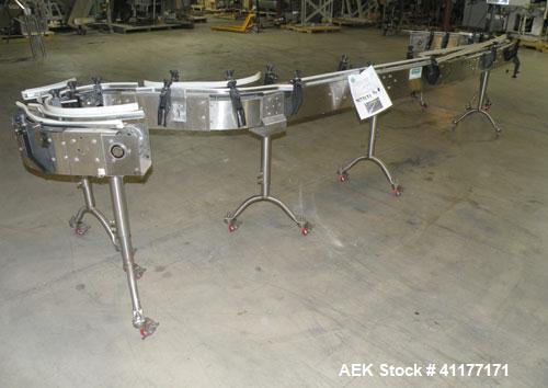 Used Garvey 9600 Series Tabletop Conveyor. 3 1/4" wide belt. Unit sta