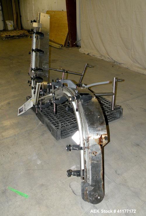 Used Garvey 9600 Tabletop Conveyor. Has two 90 deg turns in an S curv