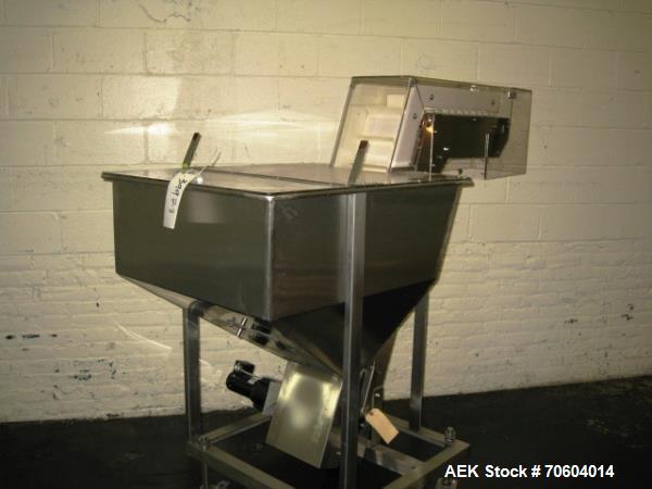 Used Bottle hopper loader/elevator, stainless steel hopper, 28" wide