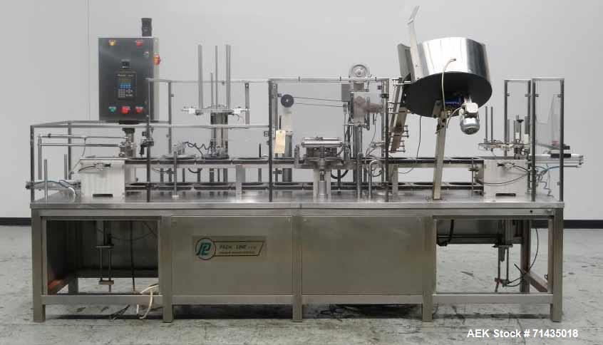 Used Pack Line Model PXG-1 Inline Cup Packager. Inline machine has st