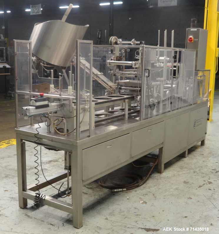 Used Pack Line Model PXG-1 Inline Cup Packager. Inline machine has st