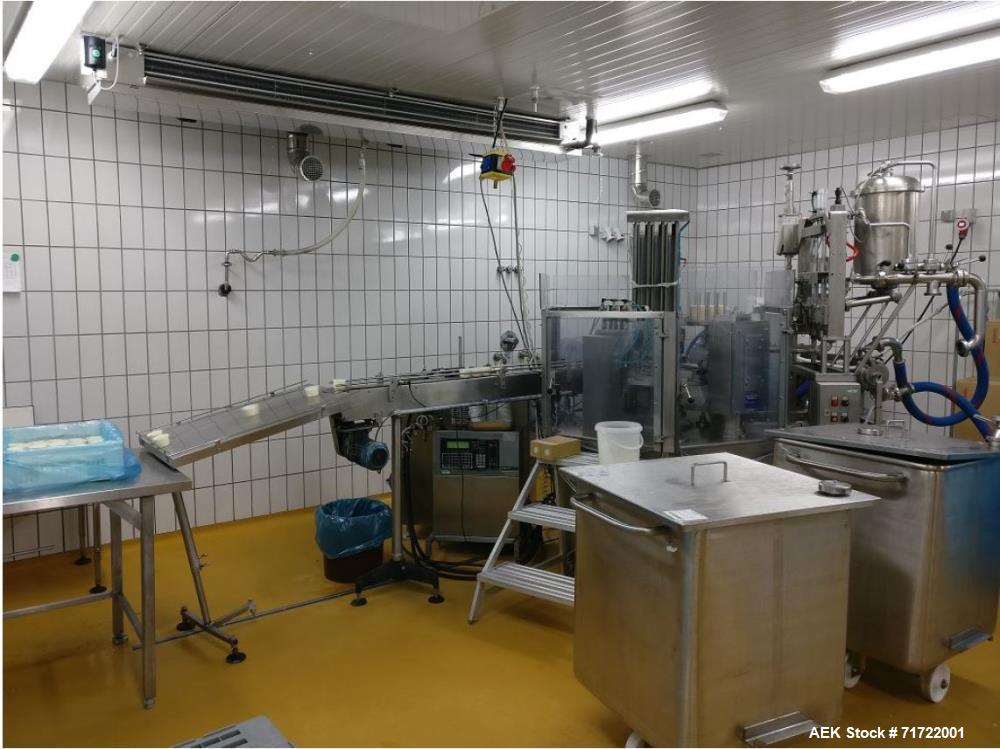 Used Hamba 5008 Rotary (3 up) Cup Filler and Die Cut Heat Sealer. Cap