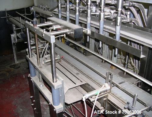 Used ELF Model C06 Inline Gravity / Pressure Liquid Filler. Machine