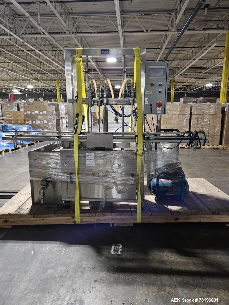 Used Liquid Packaging Solutions 4 Head semi-automatic inline gravity