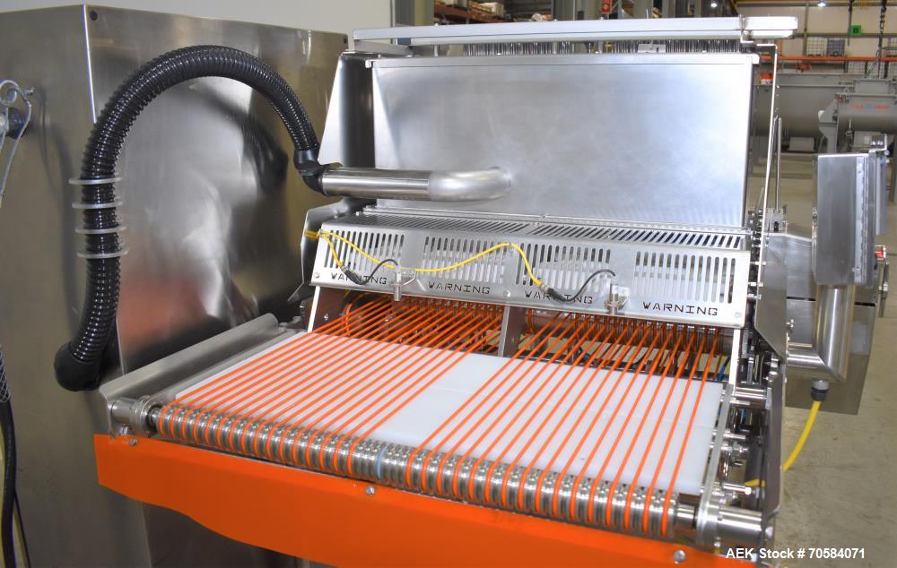 Used Quantum Model P200 Pepperoni Topping Applicator. Two lane, two h