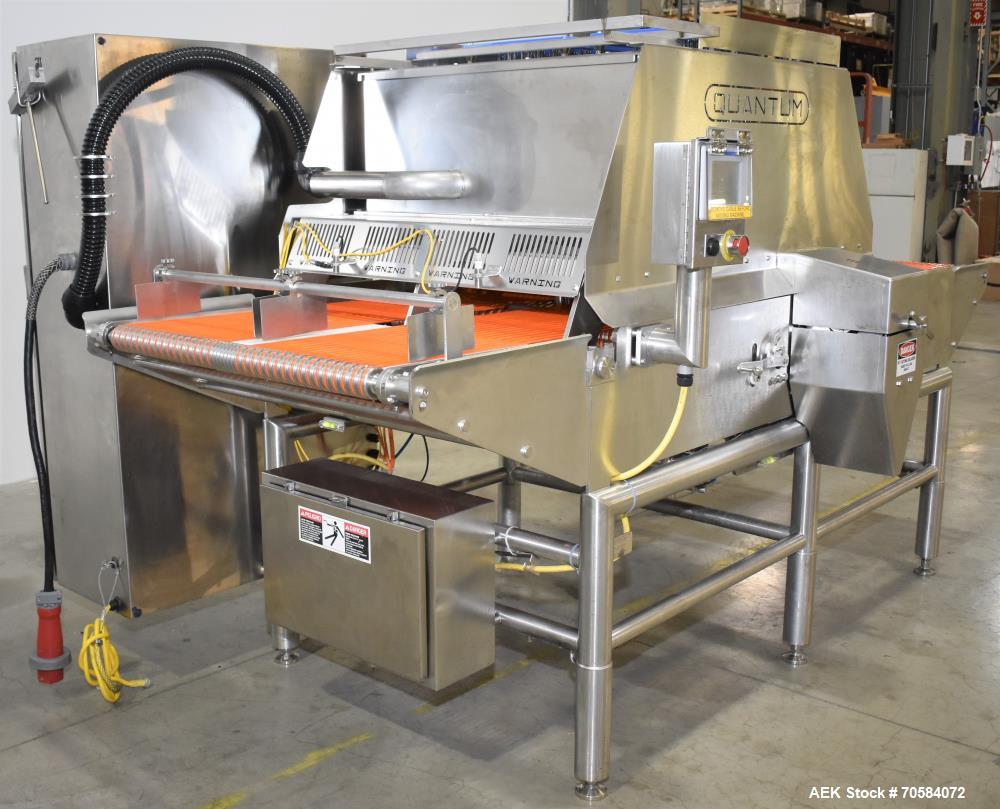 Used Quantum Model P200 Pepperoni Topping Applicator. Two lane, two h