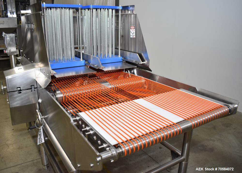 Used Quantum Model P200 Pepperoni Topping Applicator. Two lane, two h