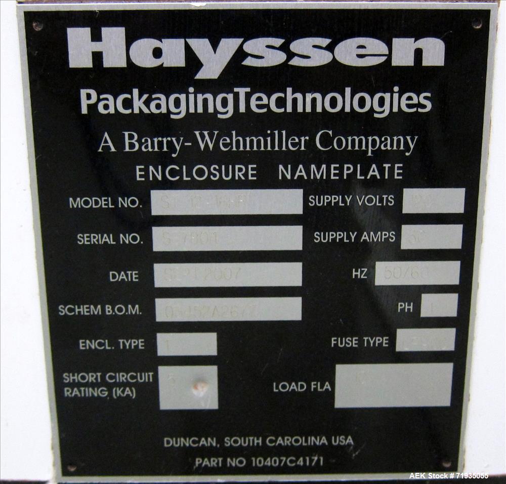 UsedHayssen Ultima Model ST 12-16HR Vertical Form FIll Seal with Spee