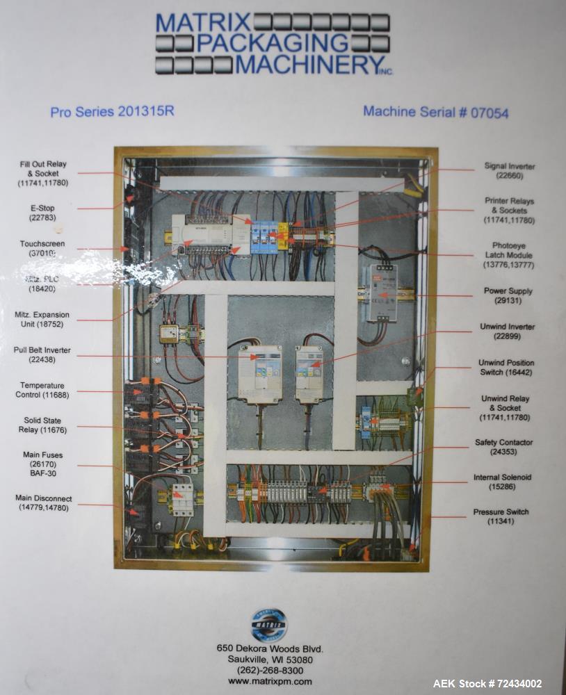 Used Matrix Packaging MatrixPro Vertical Form Fill and Seal Machine,