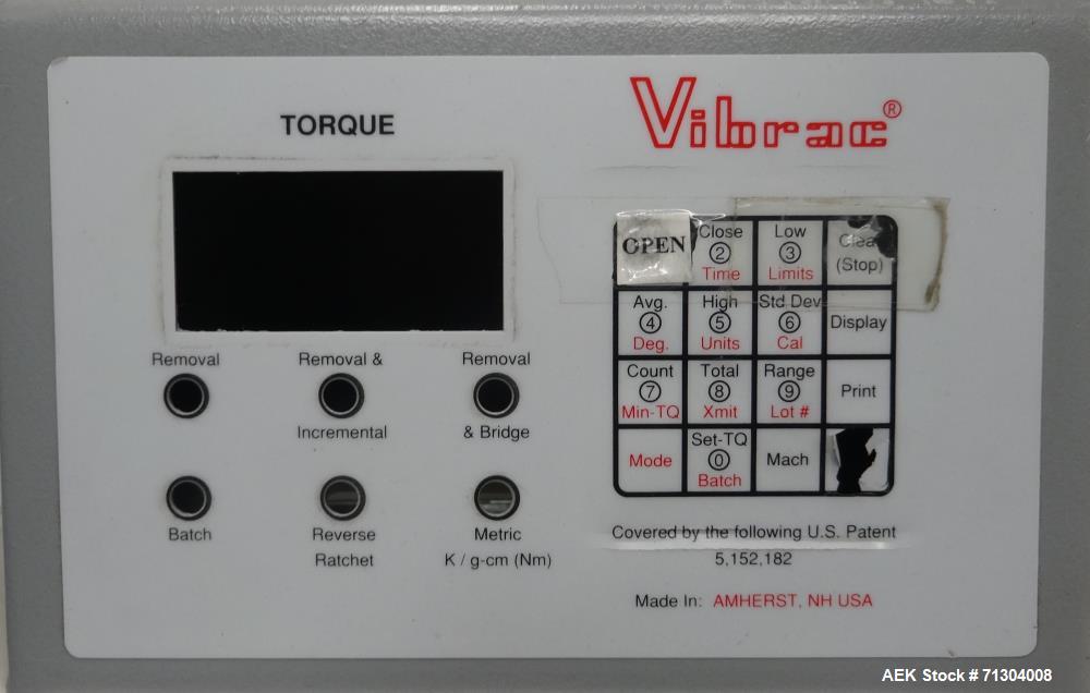Used Vibrac Model 1502 CR "Torqo" Electronic Torque Tester. Tests tor
