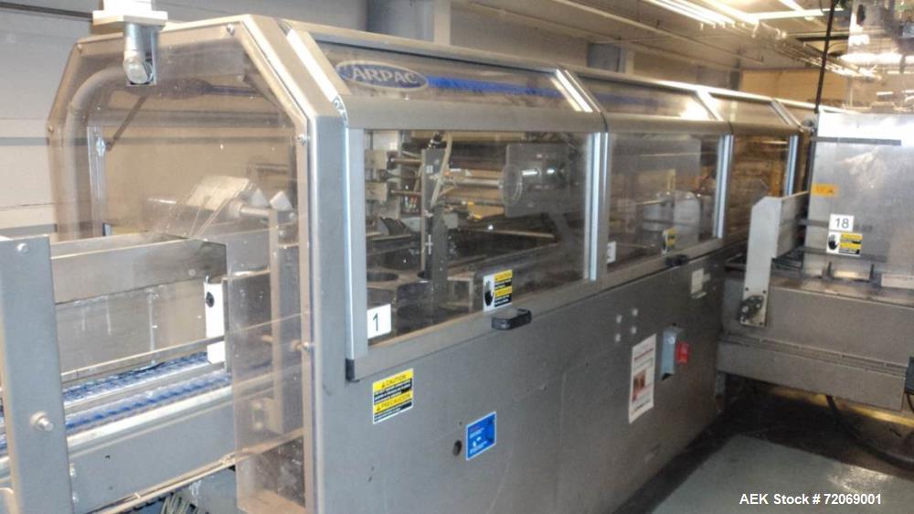 Used Arpac Traystar Inline, Continuous Motion Gallon Can Tray Packer.