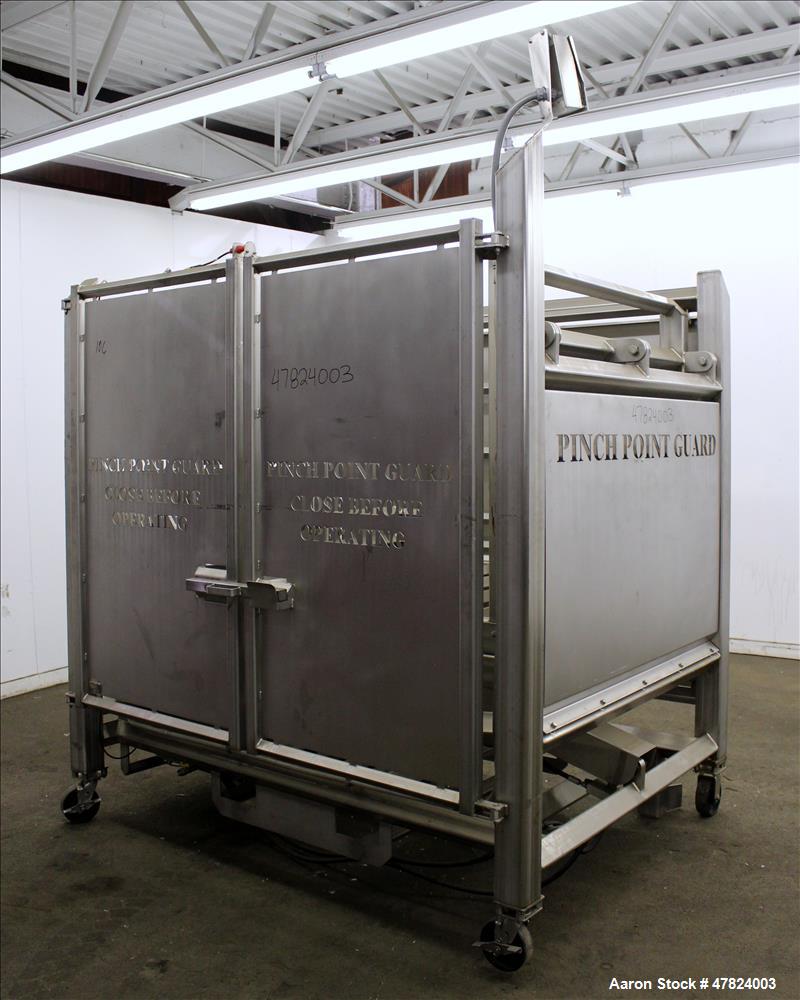 Used Tote Tilter/Dumper, 304 Stainless Steel. Approximate 50" Wide x