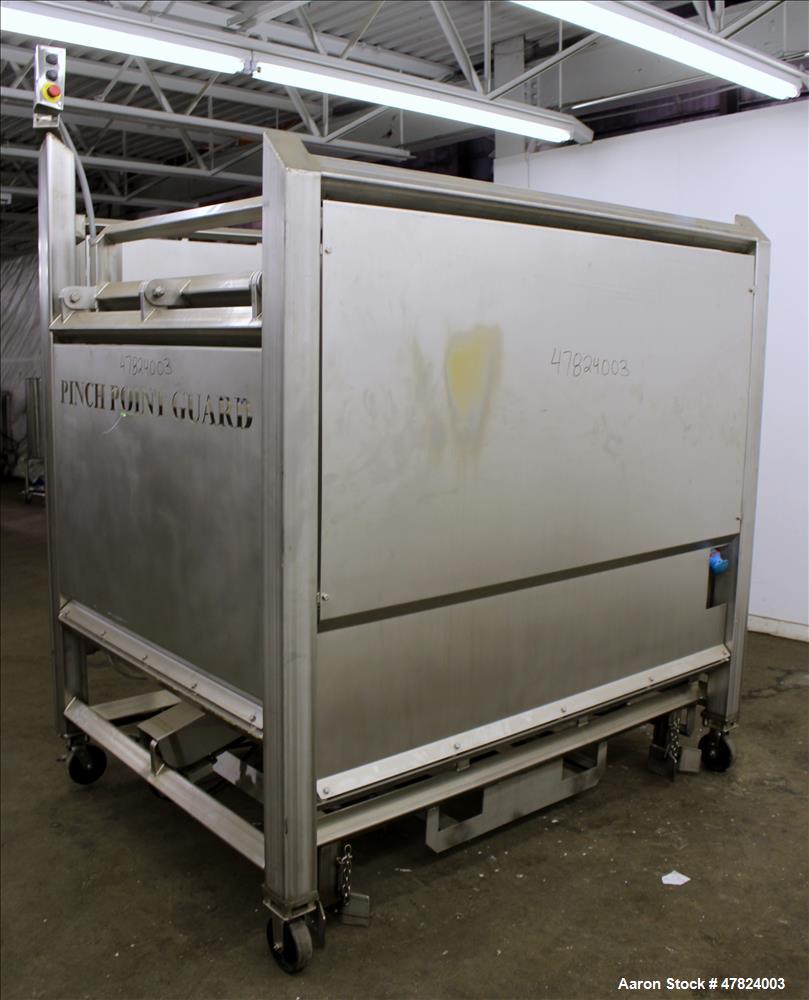 Used Tote Tilter/Dumper, 304 Stainless Steel. Approximate 50" Wide x