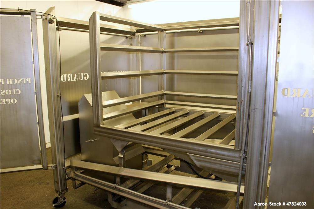 Used Tote Tilter/Dumper, 304 Stainless Steel. Approximate 50" Wide x