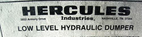 Used Hercules Industries Low Level Hydraulic Drum Dumper. Approximate