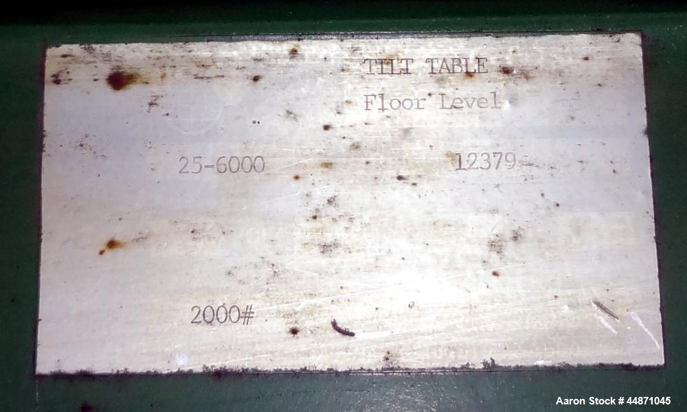 Used IMS Floor Level Gaylord Tilt Table, Model 25-6000, Carbon Steel.