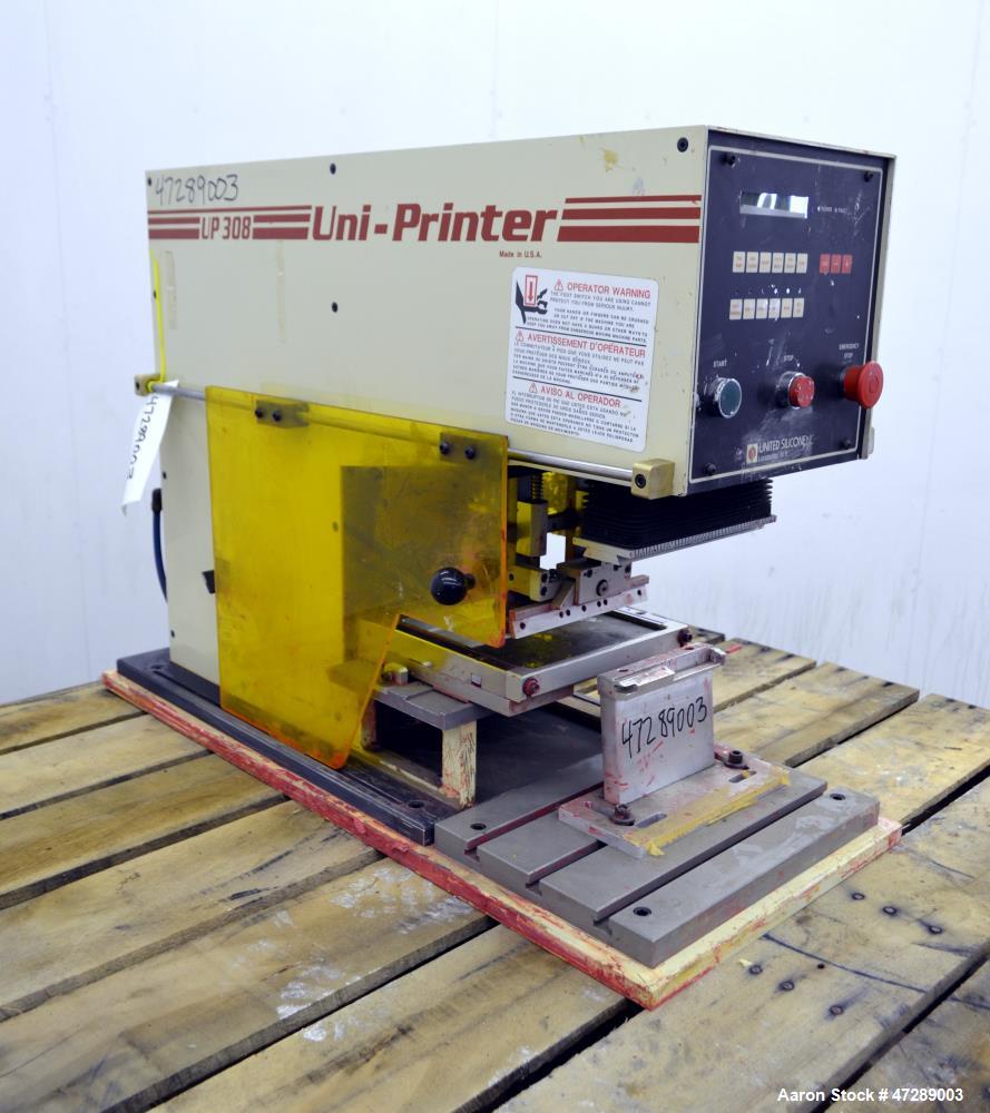 Used United Silicone Uni-Printer Pad Printer, Model UP308. Cycle capa