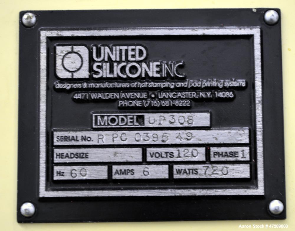 Used United Silicone Uni-Printer Pad Printer, Model UP308. Cycle capa