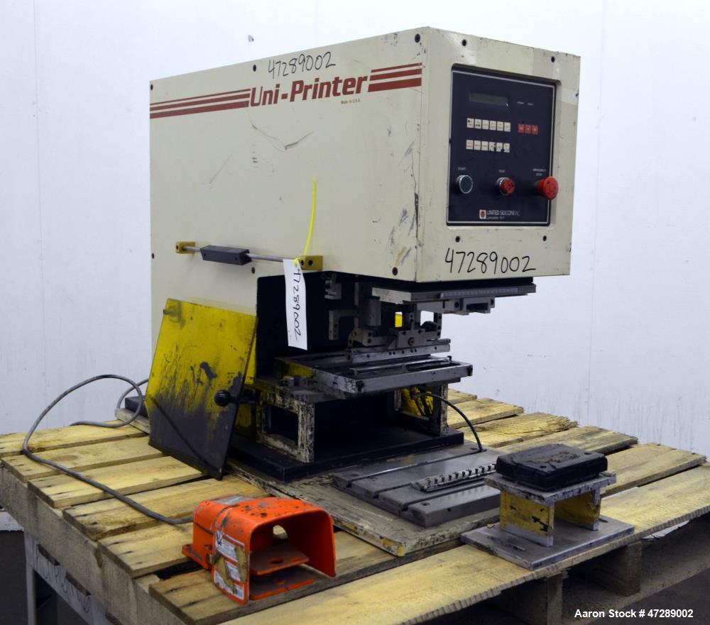 Used United Silicone Uni-Printer Pad Printer, Model UP450T. Cycle cap