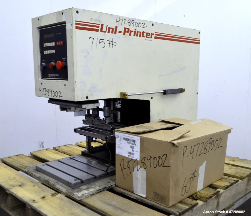 Used United Silicone Uni-Printer Pad Printer, Model UP450T. Cycle cap