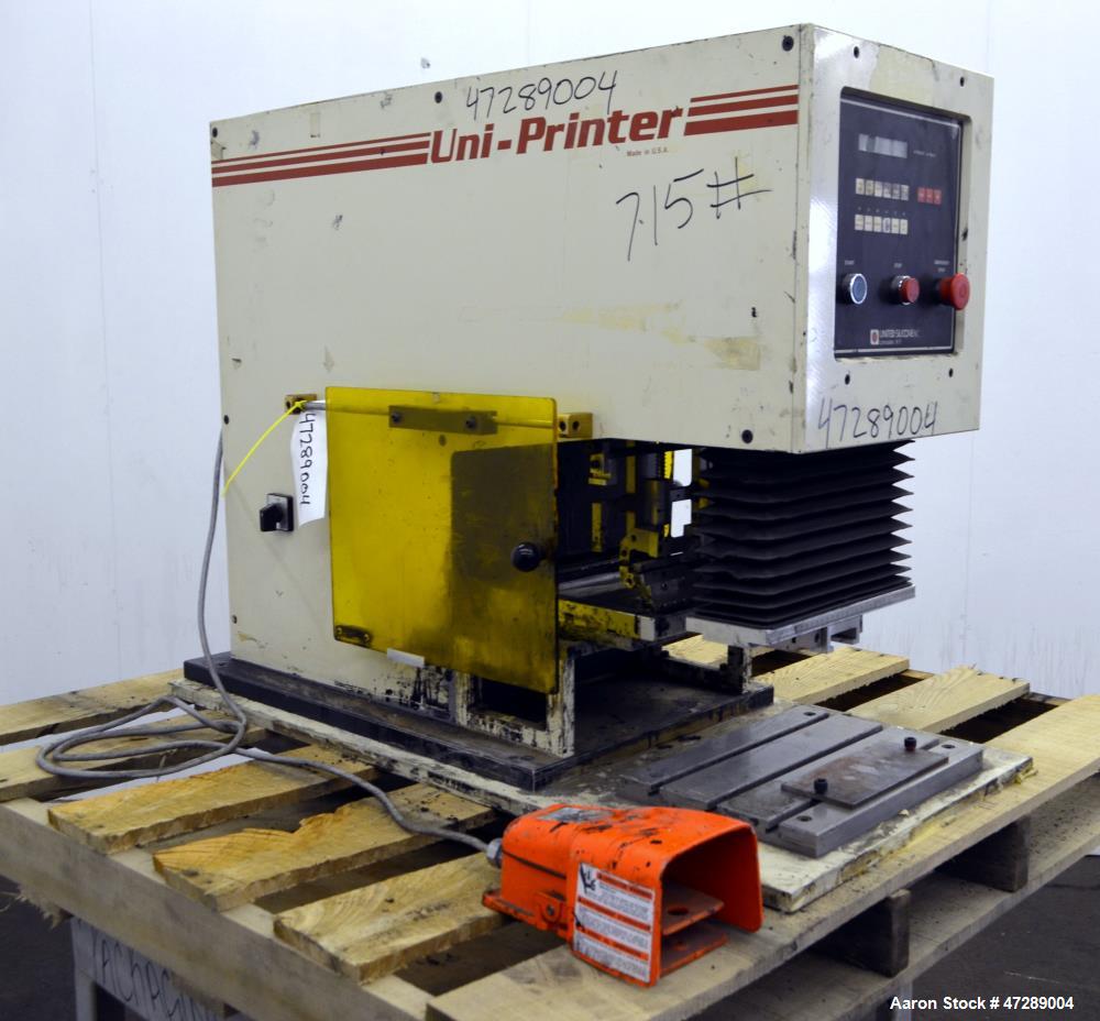 Used United Silicone Uni-Printer Pad Printer, Model UP450T. Cycle cap