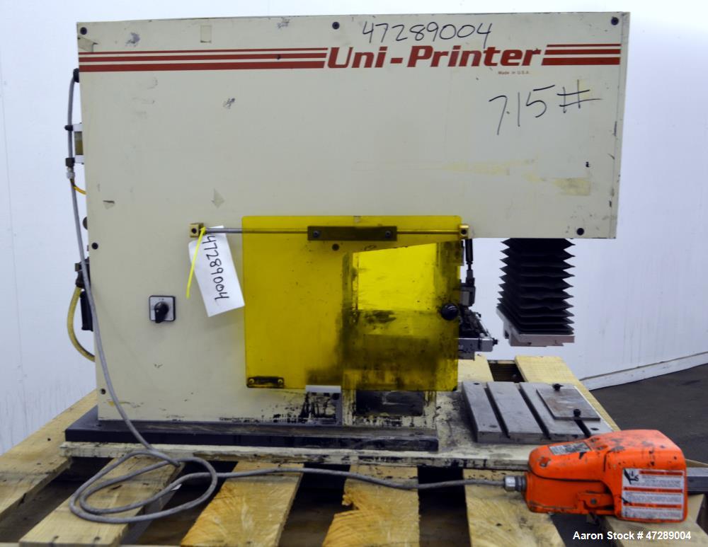 Used United Silicone Uni-Printer Pad Printer, Model UP450T. Cycle cap