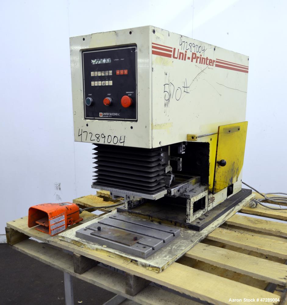 Used United Silicone Uni-Printer Pad Printer, Model UP450T. Cycle cap