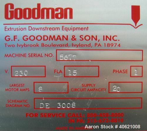 Used Goodman Traveling Fly Knife Cutter, model Med/1000, Vac-O-Torq d