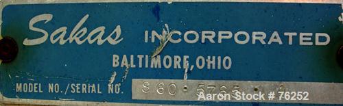 Used Sakas Traveling Cut-Off Saw, Model S60. 60" Wide travel, approxi