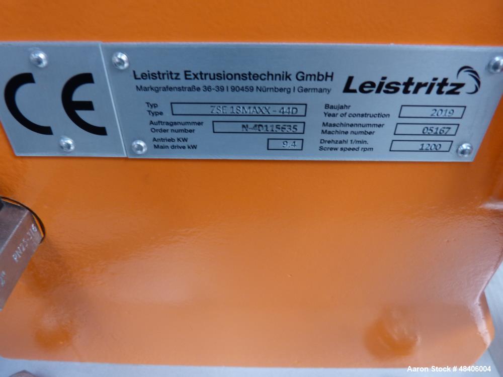 Unused - Leistritz Twin Screw Extruder, type ZSE18 MAXX-44D. 44:1 L/D