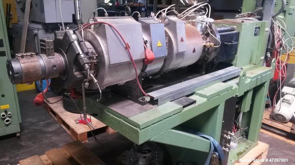 Used Reifenhauser 80mm Twin Screw Extruder, Model BT-400-2-40K. Conic