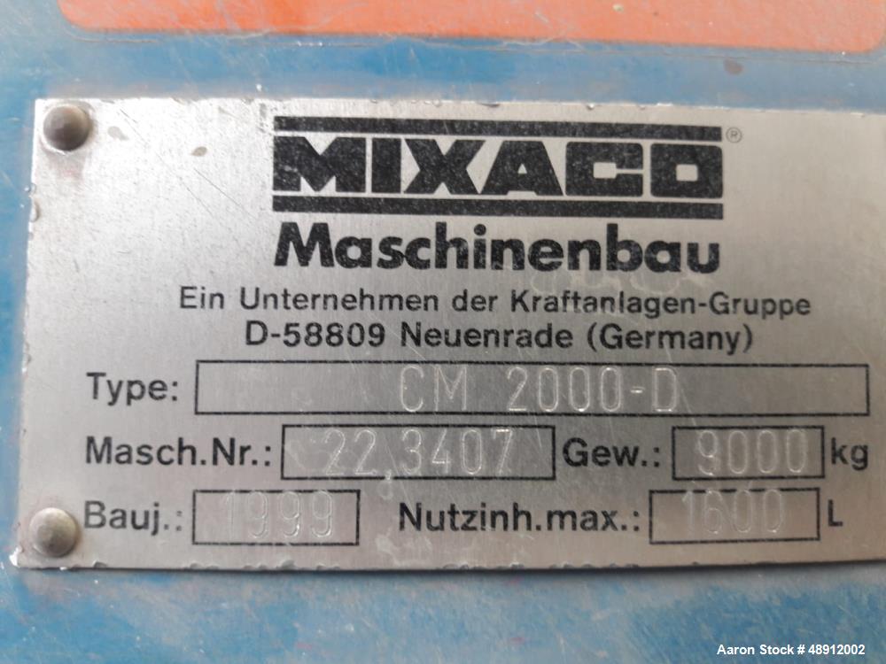 Used Mixaco Container High Intensive Container Mixer, type CM 2000-D.