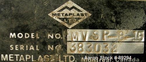 Used Metaplast Vacuum Sizing Tank, Model MVSP-8-15, 304 stainless ste