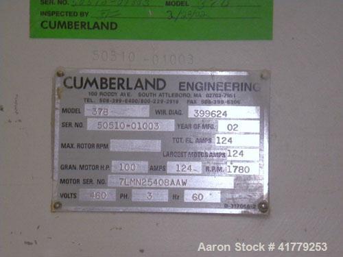 Used Cumberland Granulator, Model 37B. Approximate 18" x 37" feed ope