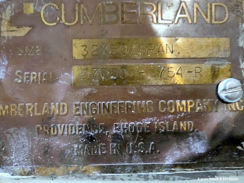 Used Cumberland Grinder. 32/50 Gran; 100HP, 3/60/480 volt. With Dust
