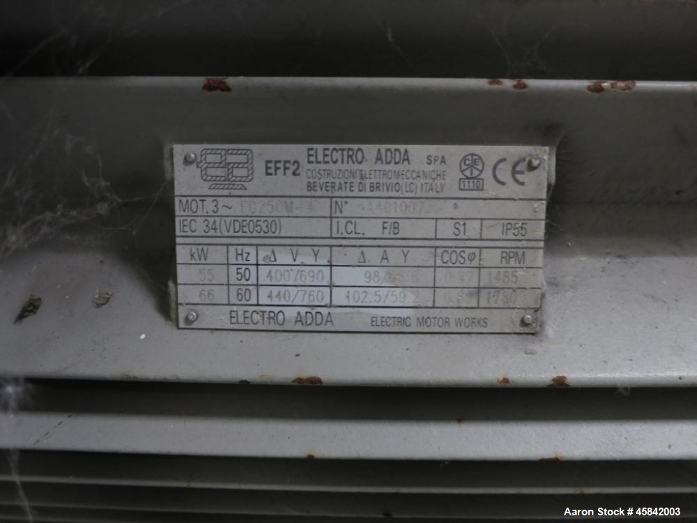 Used Tria Granulator, 3 Rotor Knives, 2 Bed Knives. 82.5PH/55KW-400vo