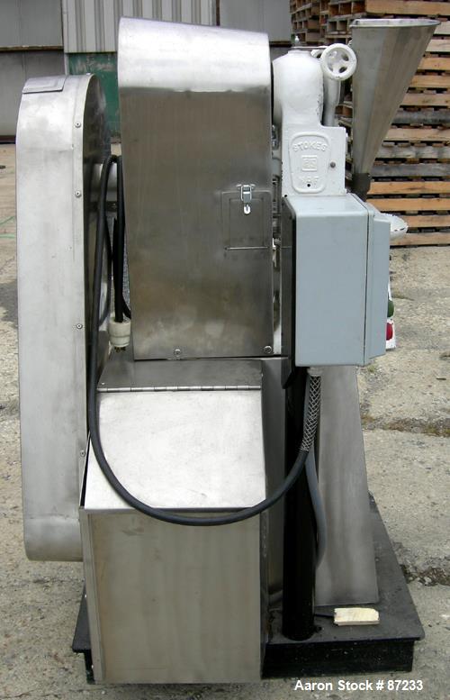 Used Stokes Single Station Press, Model F, 4 ton. Maximum diameter 19