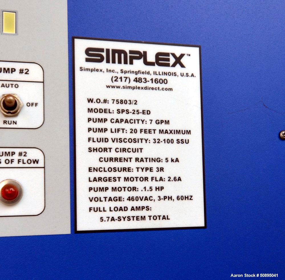 Used-Simplex Packaged Pump Set, Model SPS-25-ED,