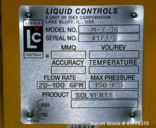 Used Liquid Controls Group Positive Displacement Meter, Model M-7-16.