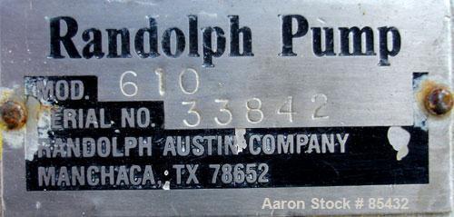 Used Randolph Peristaltic Hose Pump, Model 610, Aluminum Housing. Two