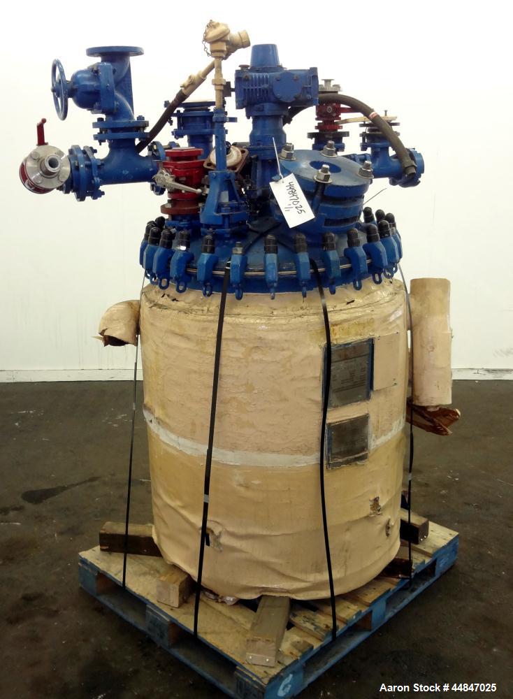 Used Pfaudler Clamp Top Glass Lined Reactor, 100 Gallon, 5015 Blue Gl