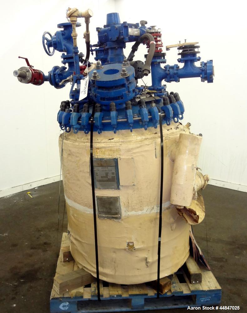 Used Pfaudler Clamp Top Glass Lined Reactor, 100 Gallon, 5015 Blue Gl