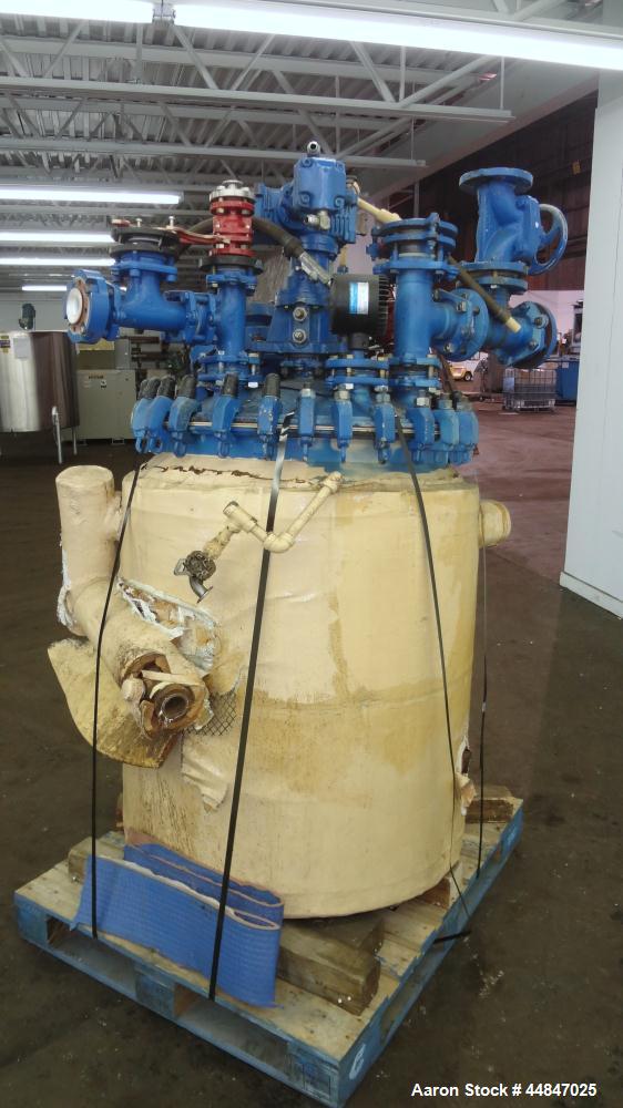 Used Pfaudler Clamp Top Glass Lined Reactor, 100 Gallon, 5015 Blue Gl