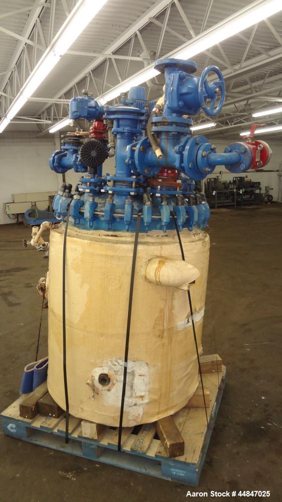 Used Pfaudler Clamp Top Glass Lined Reactor, 100 Gallon, 5015 Blue Gl